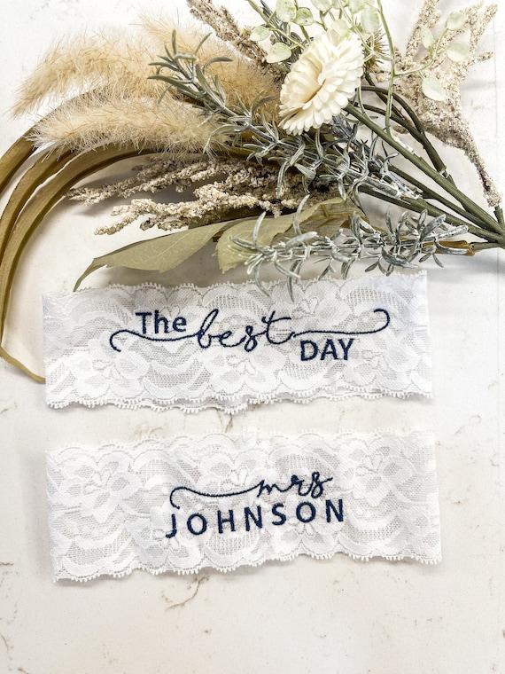 Personalized/monogrammed Embroidered WHITE Lace Wedding and | Etsy