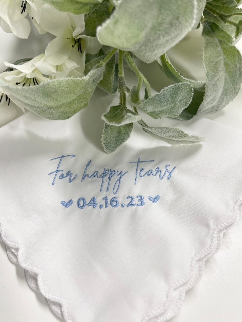 For Happy Tears / Date Personalized/embroidered Wedding - Etsy