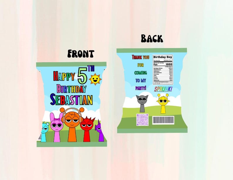 Custom Sprunki NOT FILLED Chip Bags, Sprunki Birthday , Party Favors - Etsy