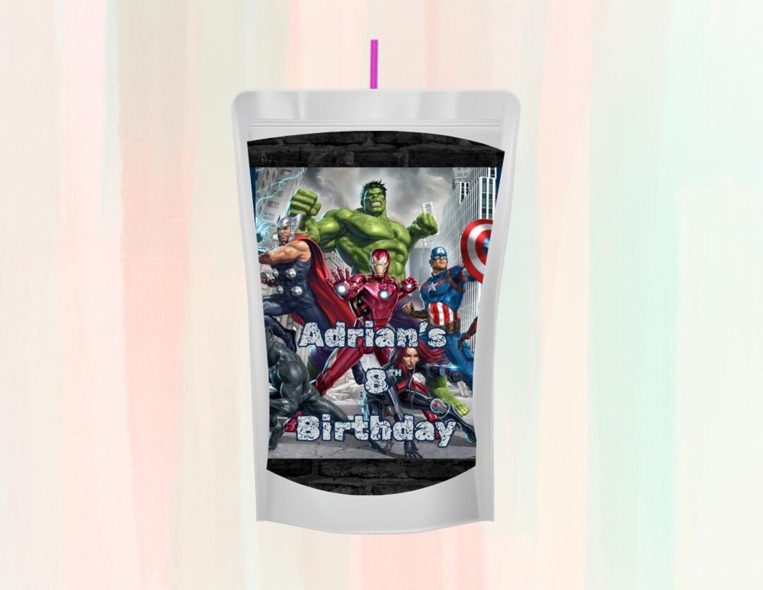 Custom Marvel Filled Caprisun, Custom Juice Label, Birthday Favor ...