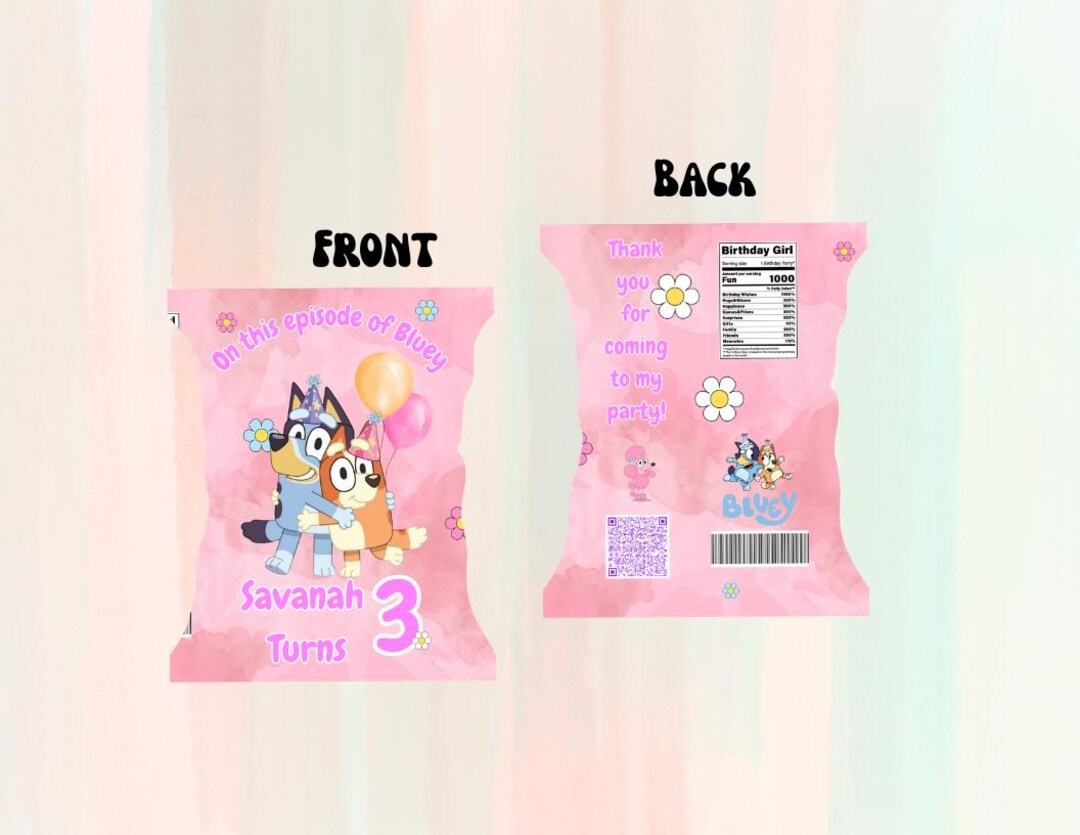 Custom Bluey NOT FILLED Chip Bags, Bluey Birthday , Party Favors - Etsy