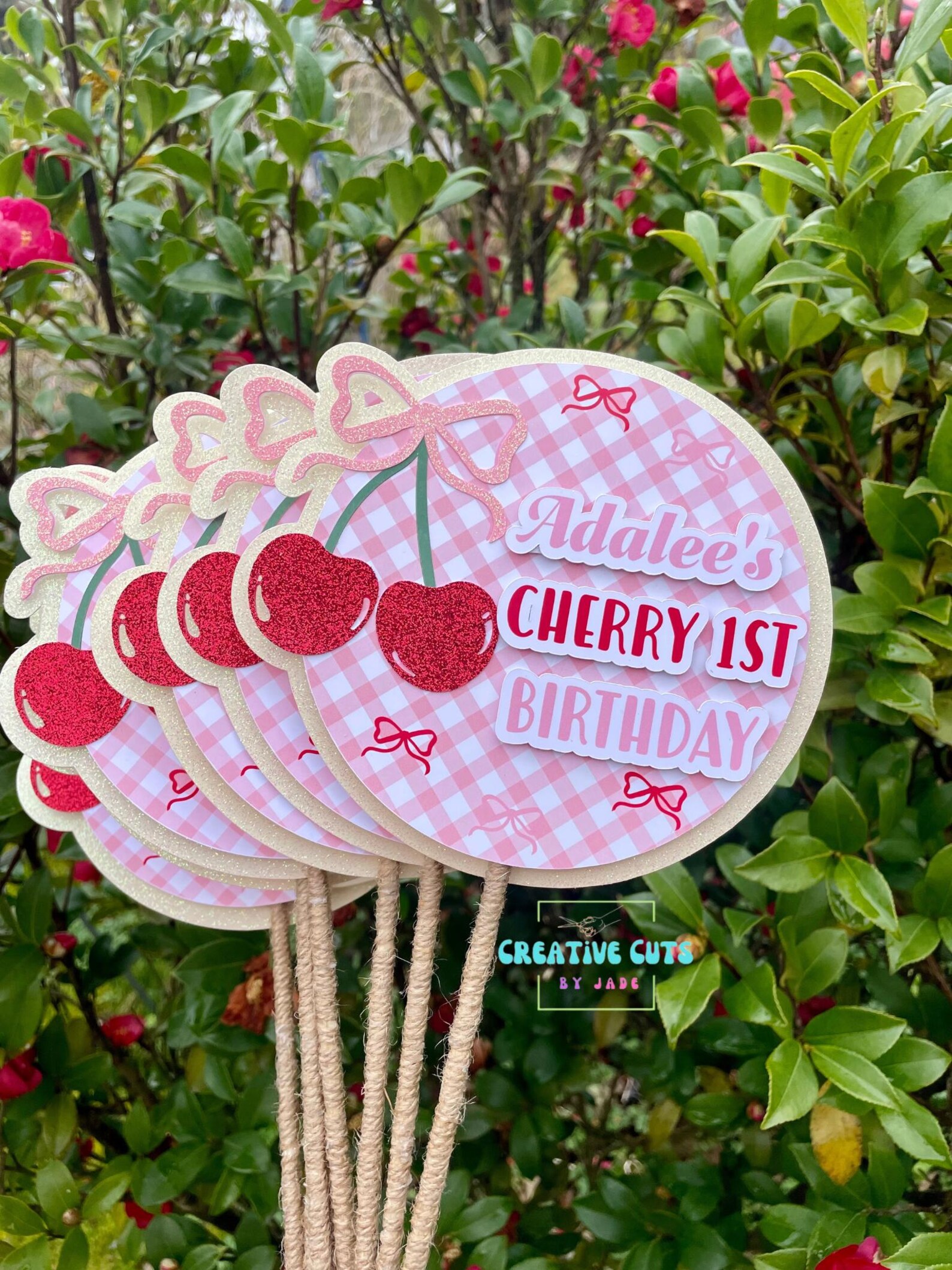 Cherry 1st Birthday Centerpiece Toppers, Birthday Party, Party ...
