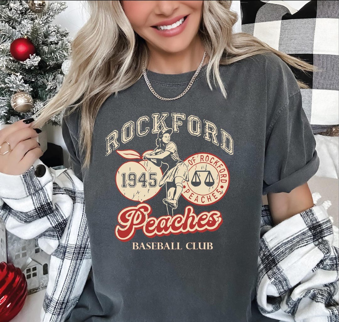 Comfort Colors Rockford Peaches Baseball Club Tee, Game Day Baseball ...