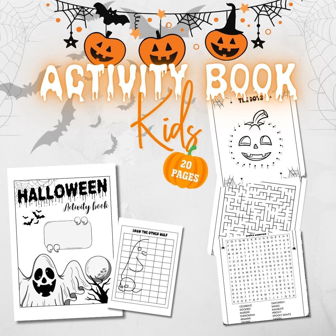Kids Halloween Activity Book, Printable Halloween Activity Book, Kids ...