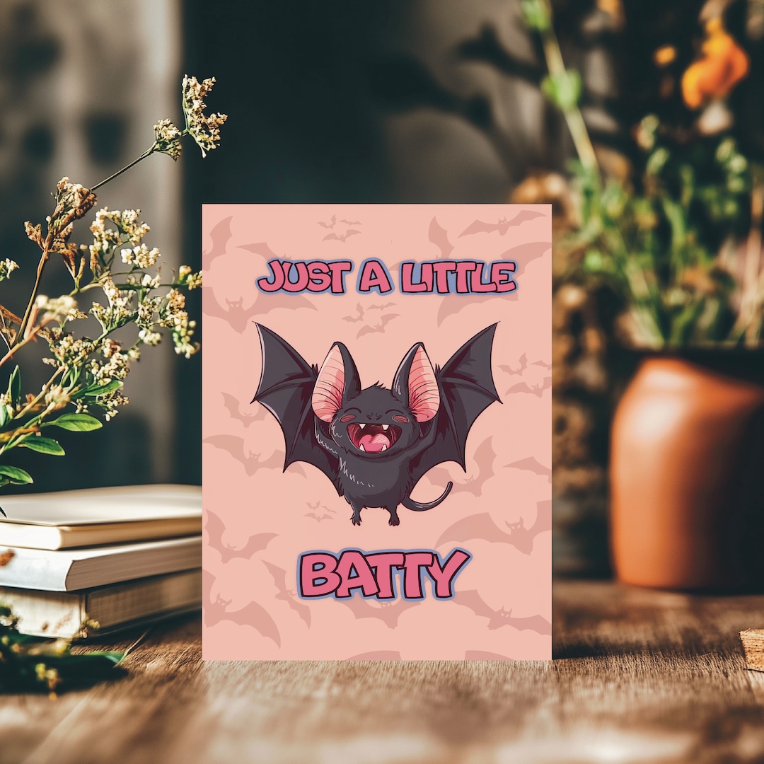 Just a Little Batty Blank Greeting Card - Etsy