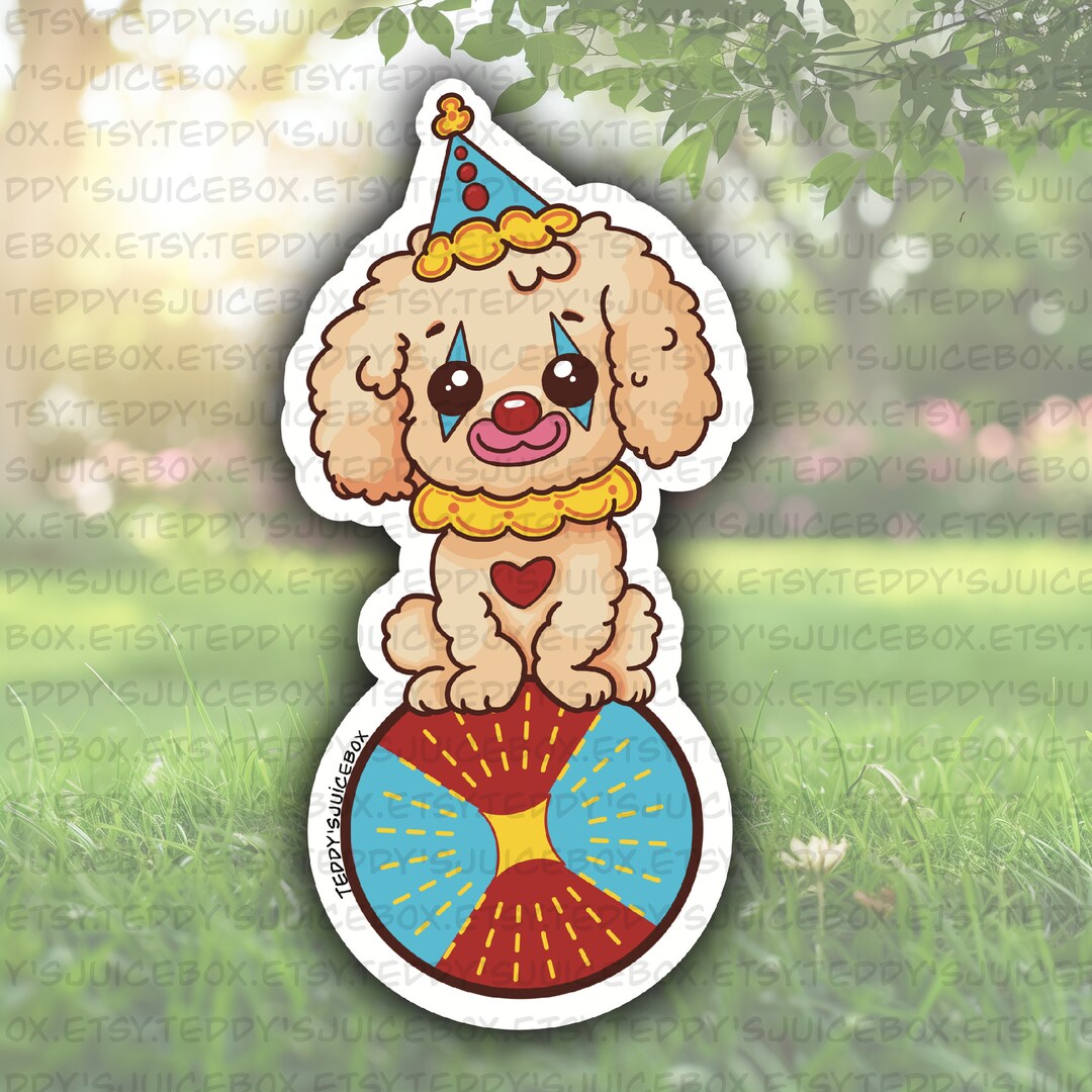 Poodle Dog as a Circus Clown Costume Sticker Teddy - Etsy