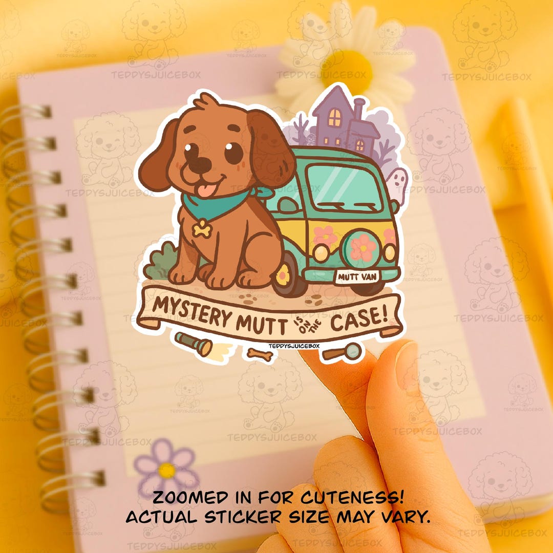 Mystery Mutt Sticker – Funny Cartoon Dog, Y2K Aesthetic, Laptop & Water ...
