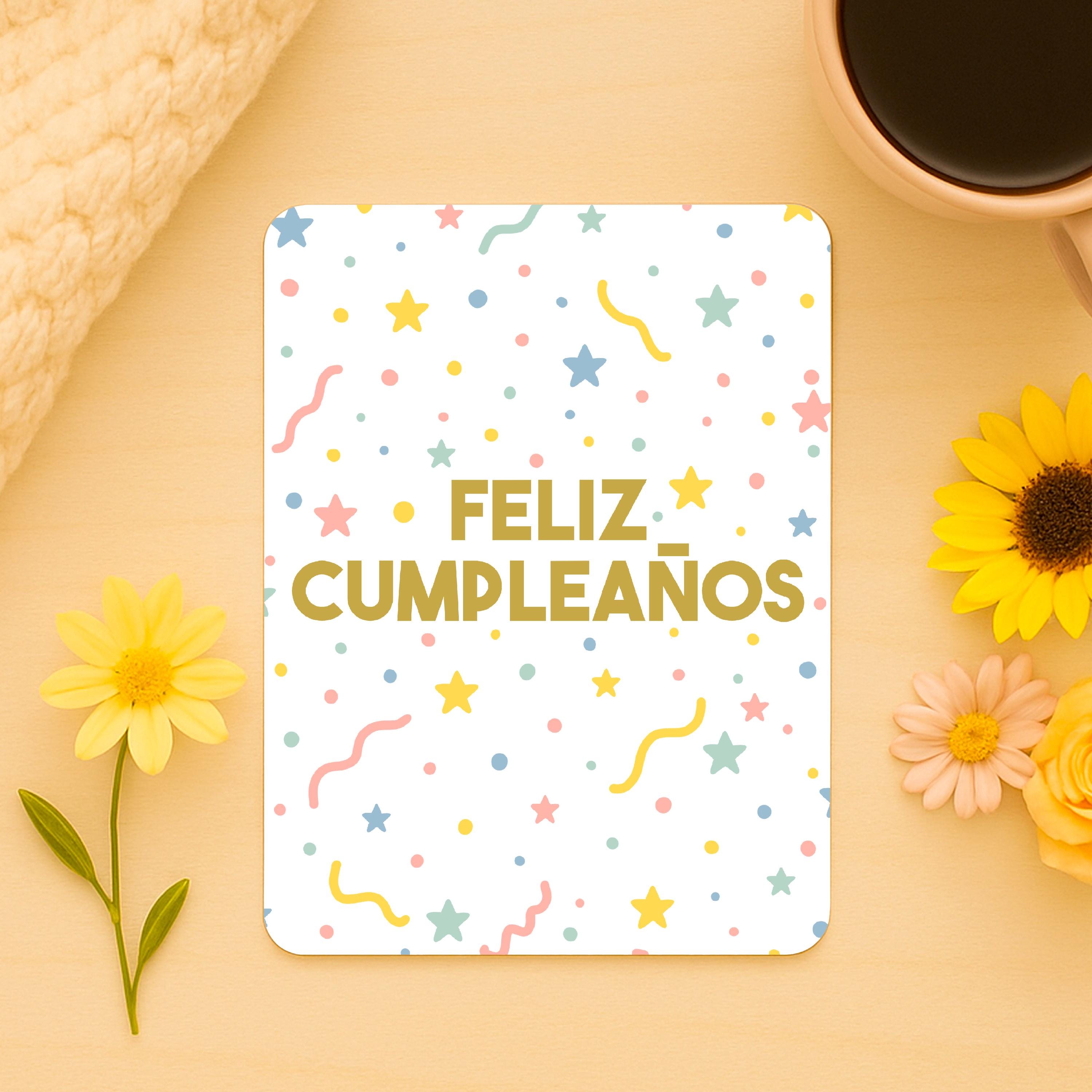 Feliz Cumpleaños Card – Birthday Card - Pastel Confetti - Simple Card ...