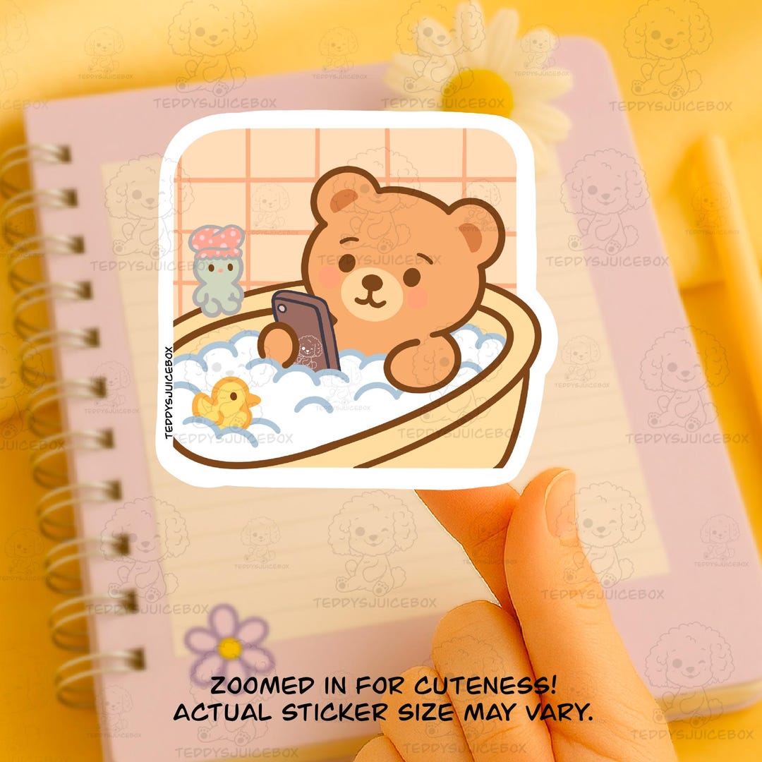 Clik and Clak Cute Bunny & Bear Sticker – Bath Time Doomscrolling Teddy ...