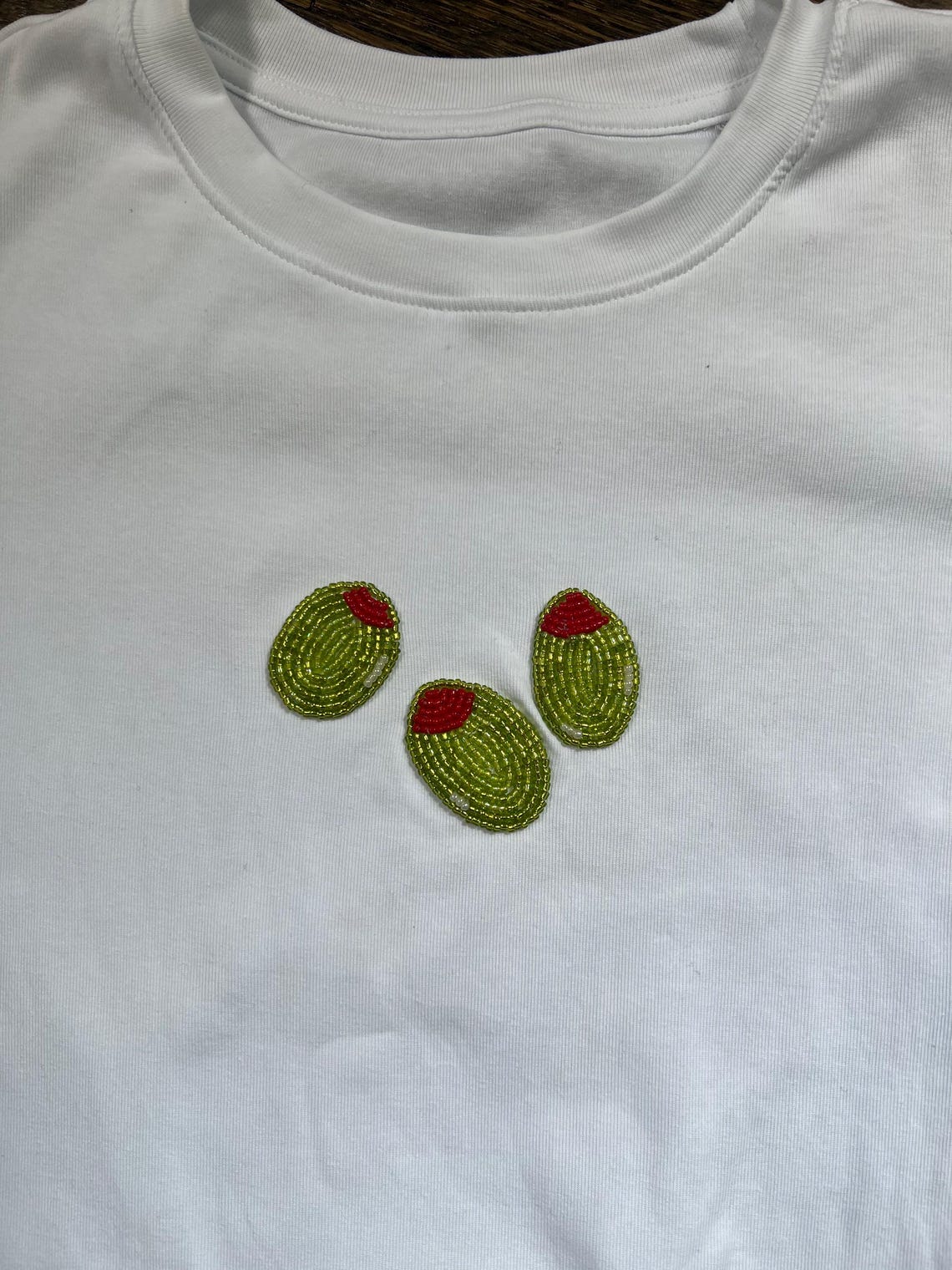 Olive Bead Embroidery Baby Tee - Etsy