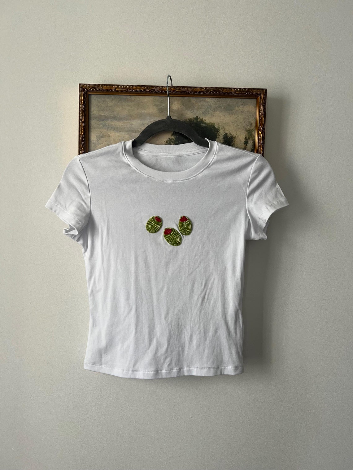 Olive Bead Embroidery Baby Tee - Etsy