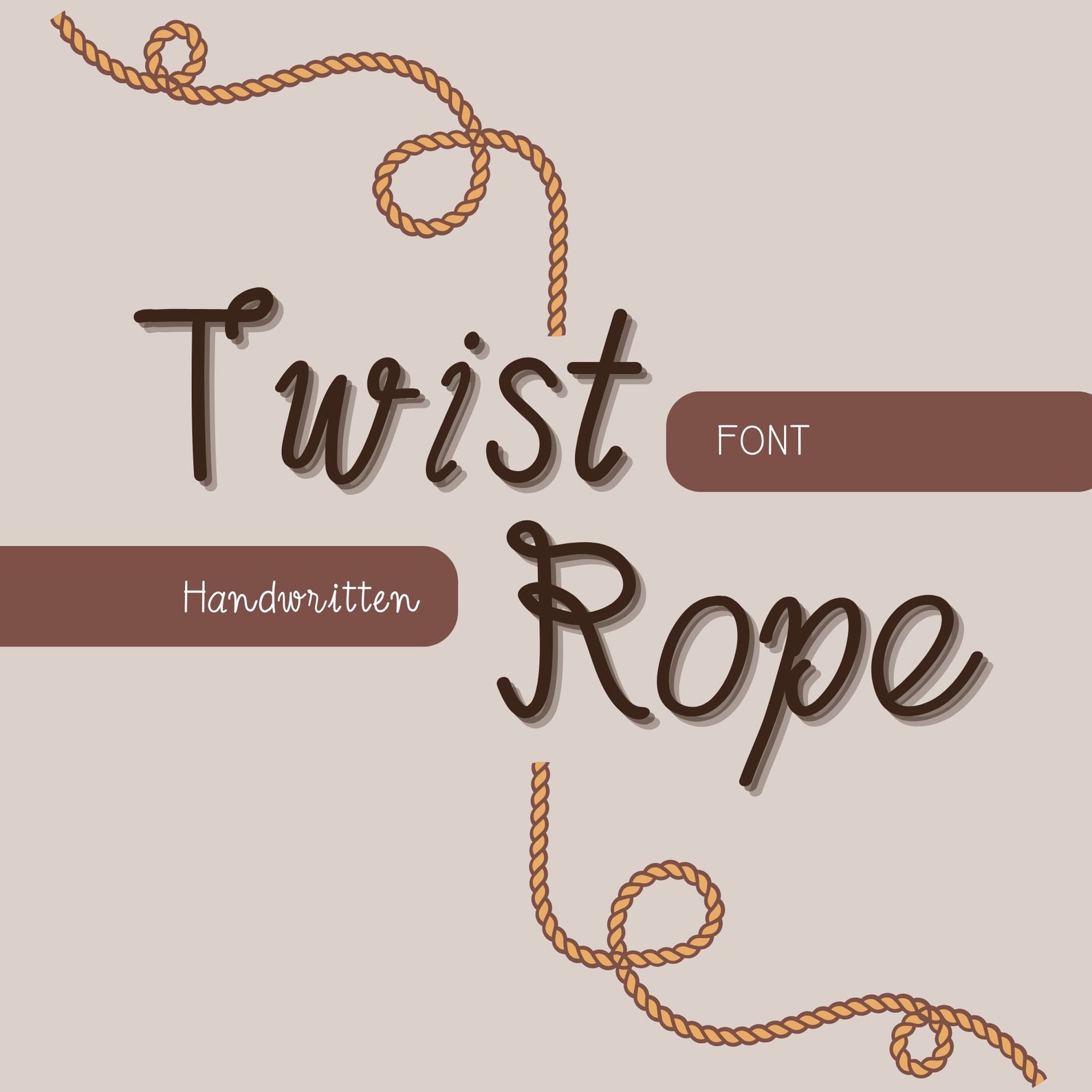 Twist Rope Font, Handwritten Script Font, Cricut Fonts, Calligraphy ...