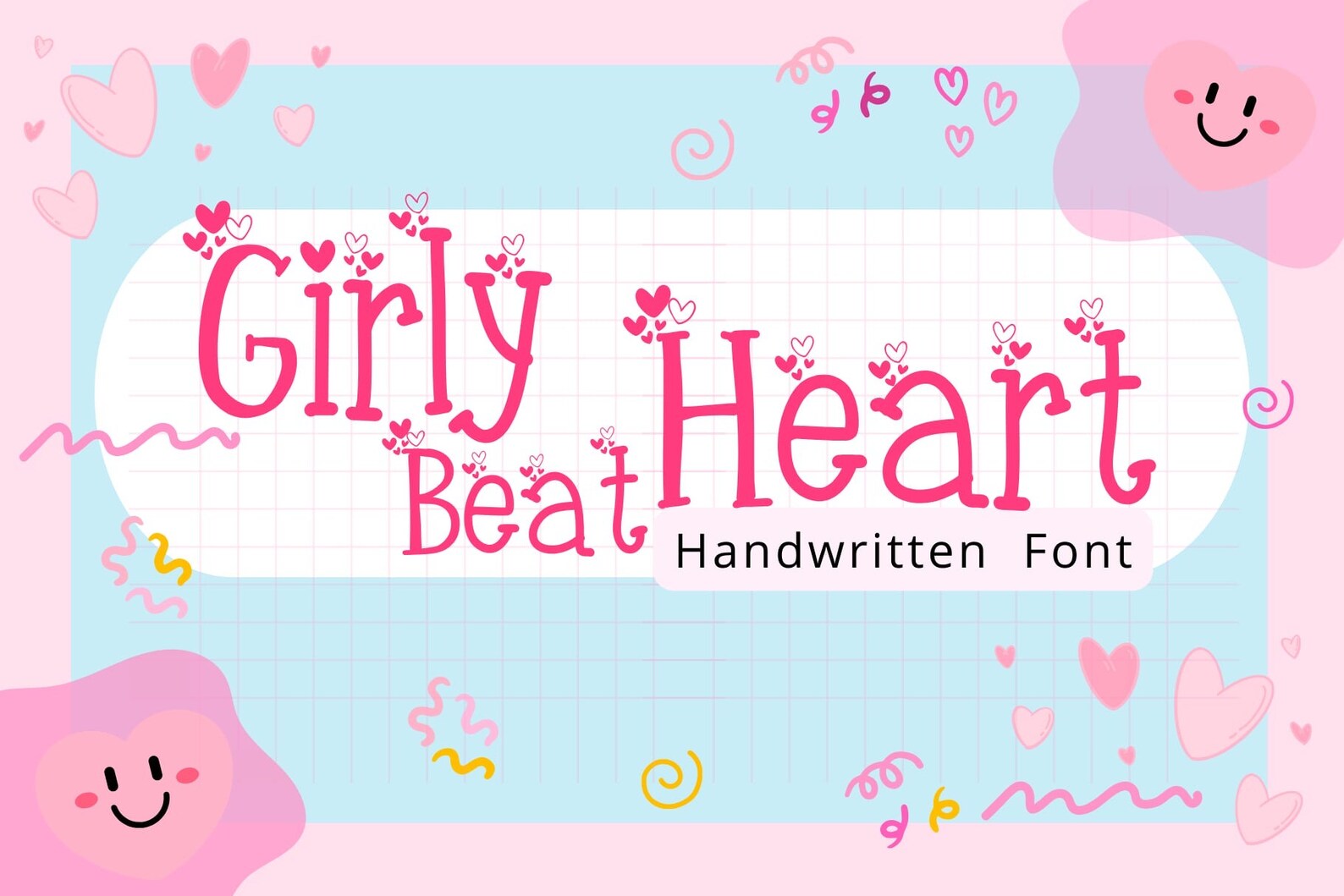 Girly Beat Heart Font, Handwritten Font, Cricut Fonts, Calligraphy ...