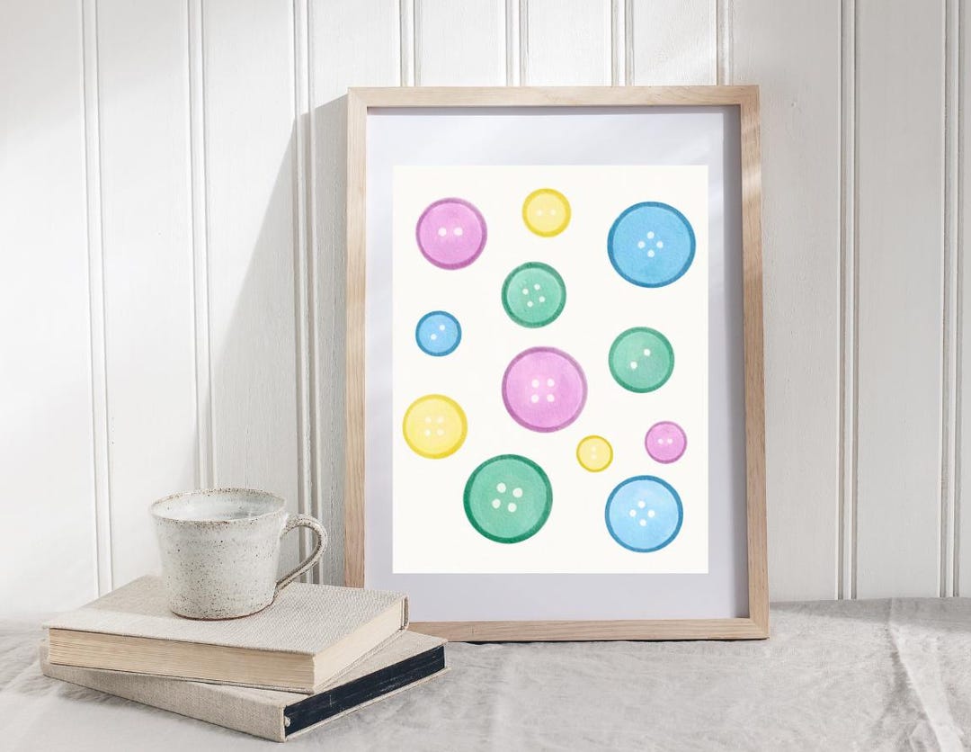 Digital Watercolor Art Download "watercolor Buttons" Instant Download ...