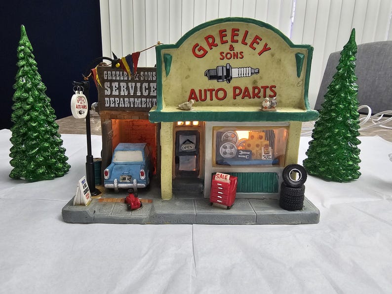 Lemax Animated Greeley & Sons Auto Parts Mechanic - Etsy
