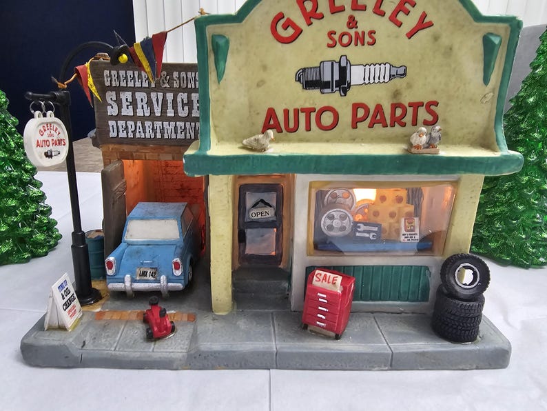 Lemax Animated Greeley & Sons Auto Parts Mechanic - Etsy