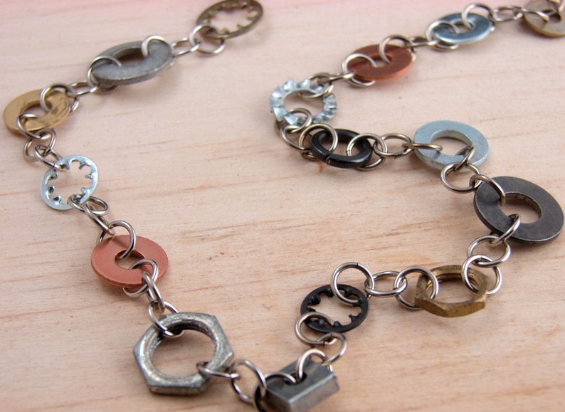 Chain Necklace Choker Mixed Metal Hardware Jewelry | Etsy