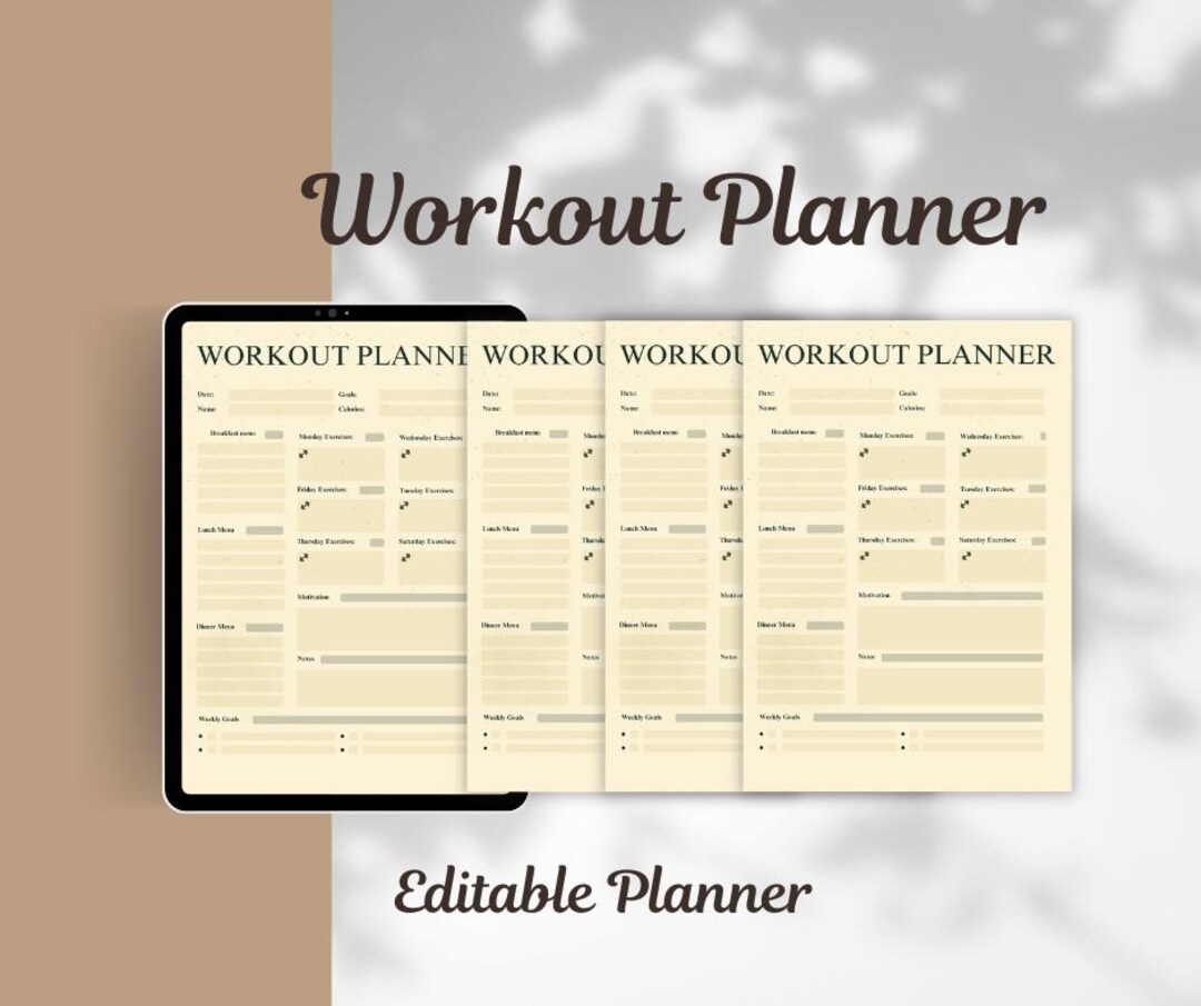 Printable Simple Workout Planner, A4 Size PDF Document for Daily ...