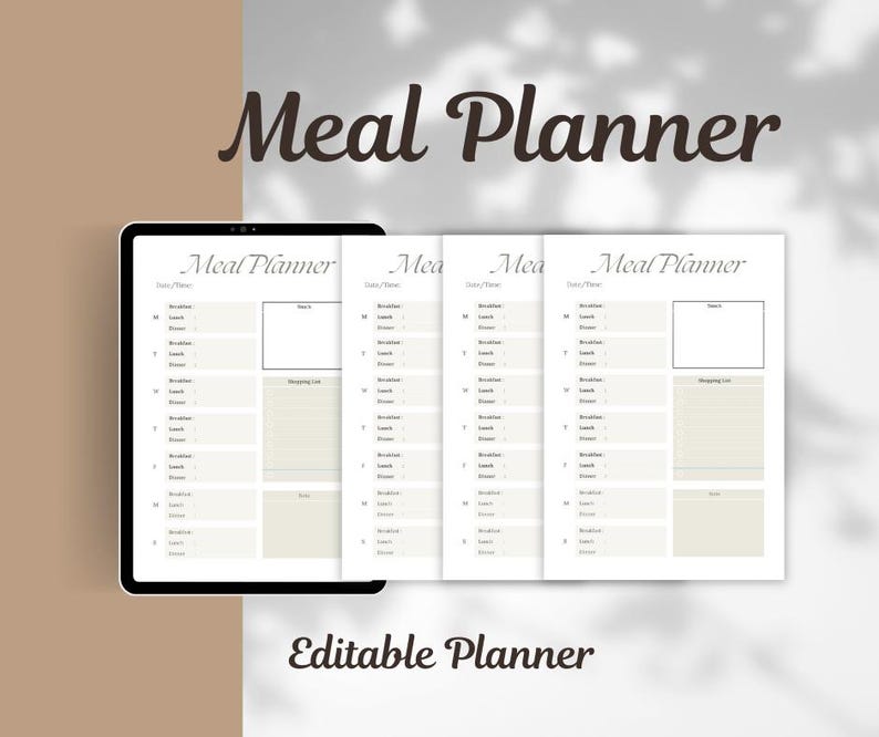 Printable Simple Meal Planner, Clean A4 PDF Document for Organized ...