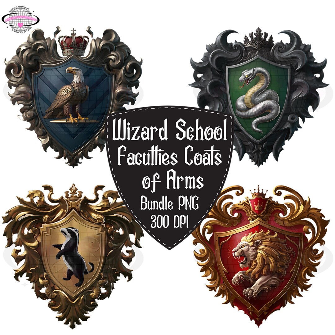 Magic School Houses Crests Clipart Wizard School Faculties Coats of ...