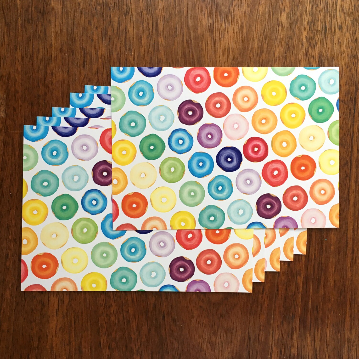 Rainbow Donut Postcard Single 1 Postcard for Donut Lovers | Etsy