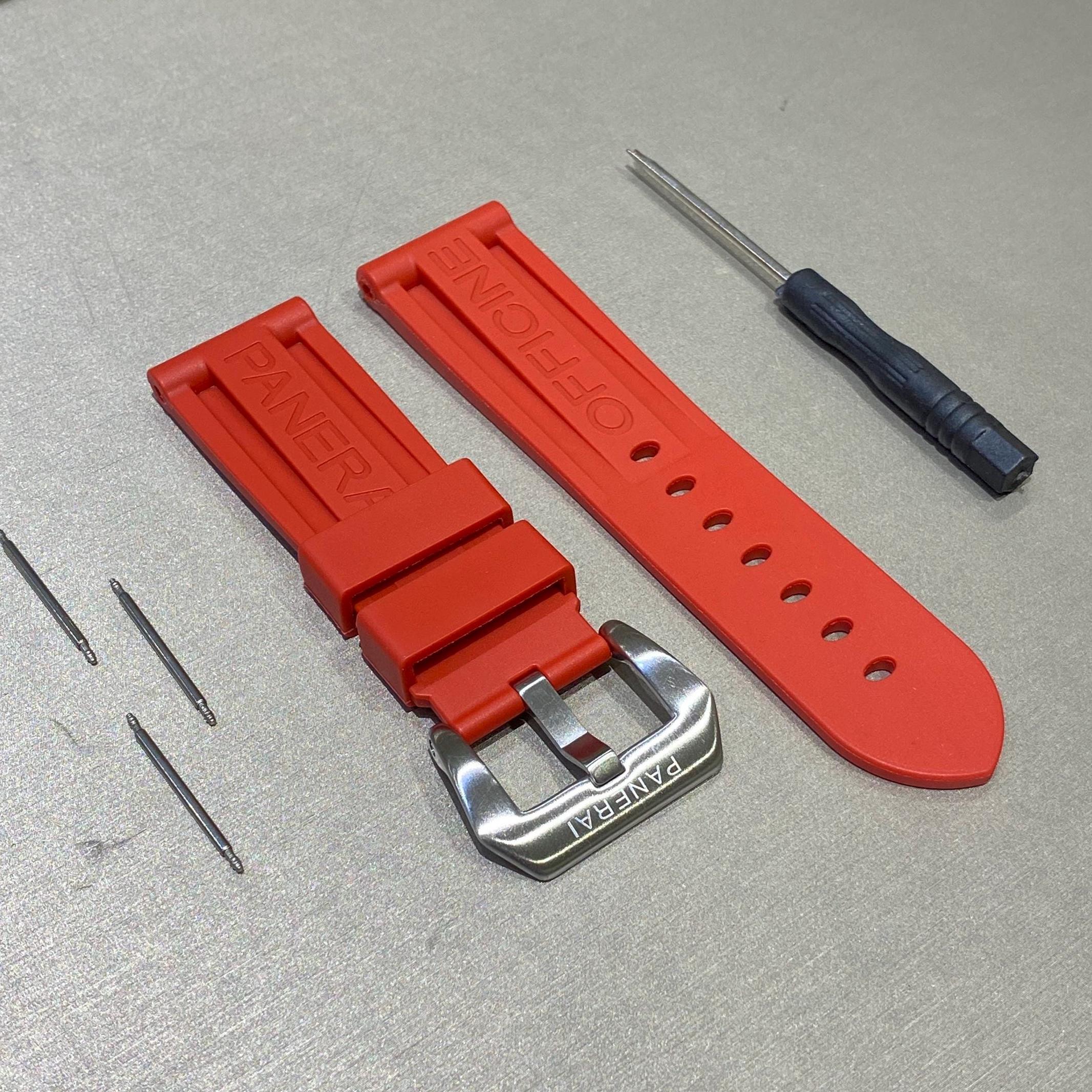 Panerai Rubber Strap 24mm W/ Rods // Colors: Green, Blue, Black, Orange ...