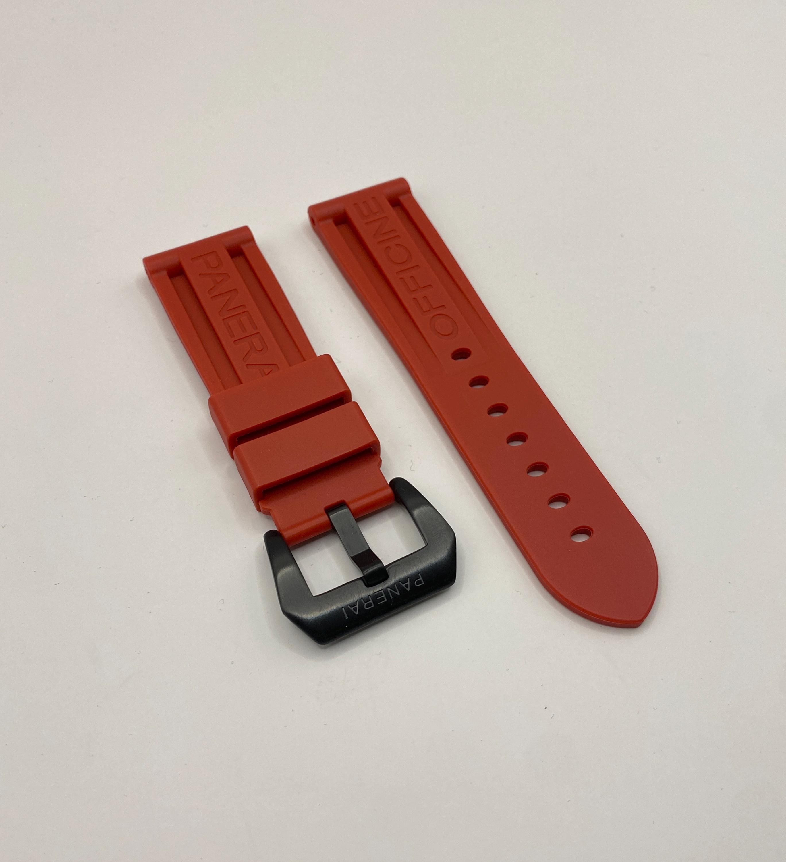 Panerai Rubber Strap 24mm W/ Rods // Colors: Green, Blue, Black, Orange ...