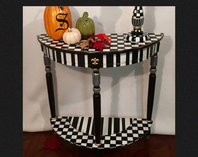 Whimsical Painted Furniture, Half Moon Table, Crescent Table, Painted ...