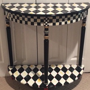 Harlequin Painted Crescent Table, Whimsical Accent Furniture - Etsy