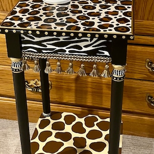 Whimsical Leopard Painted Table, Whimsical Painted Table, Painted ...
