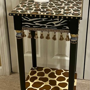 Whimsical Leopard Painted Table, Whimsical Painted Table, Painted ...
