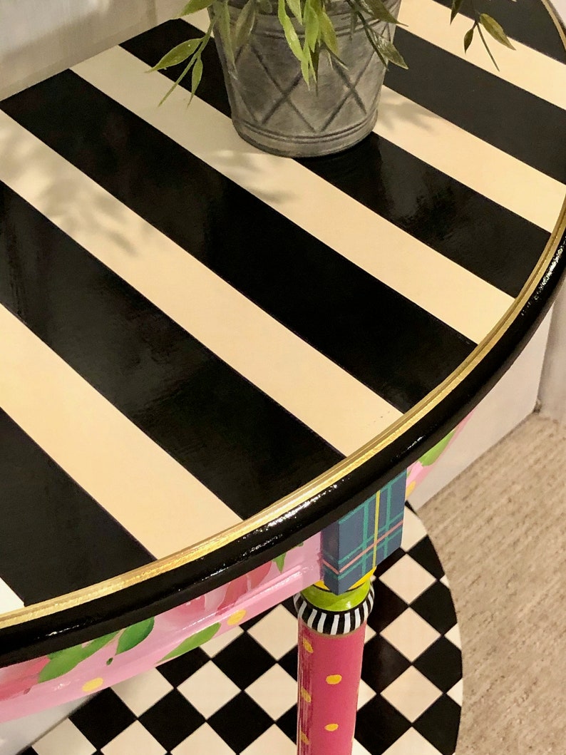 Whimsical Hand Painted Half Moon Table, Colorful Console Table - Etsy