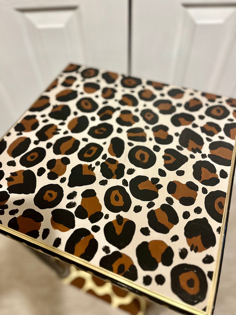 Whimsical Hand-painted Animal Print Accent Table - Etsy