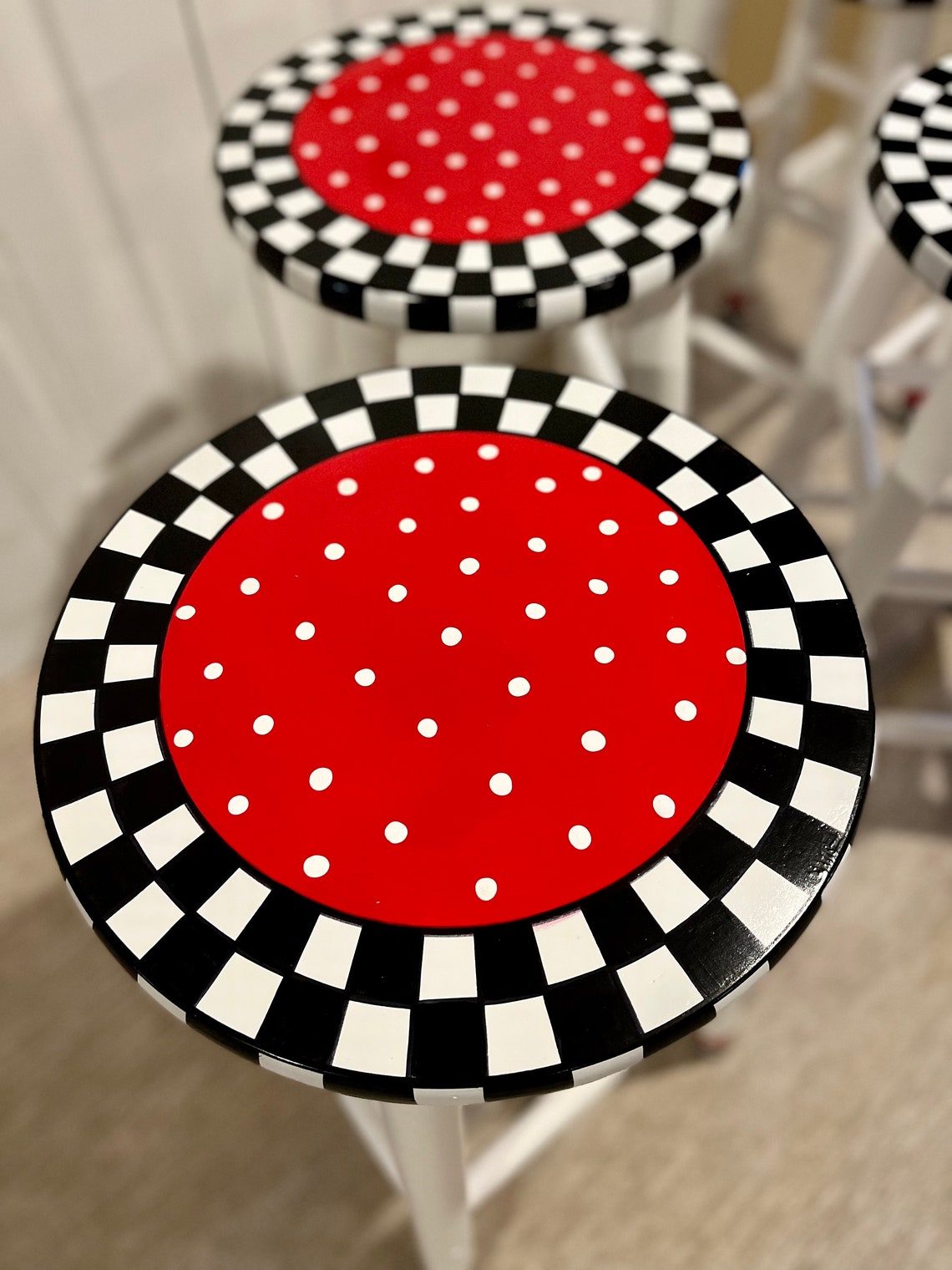 Whimsical Painted Round Top Bar Stool Furniture 24 Inch - Etsy