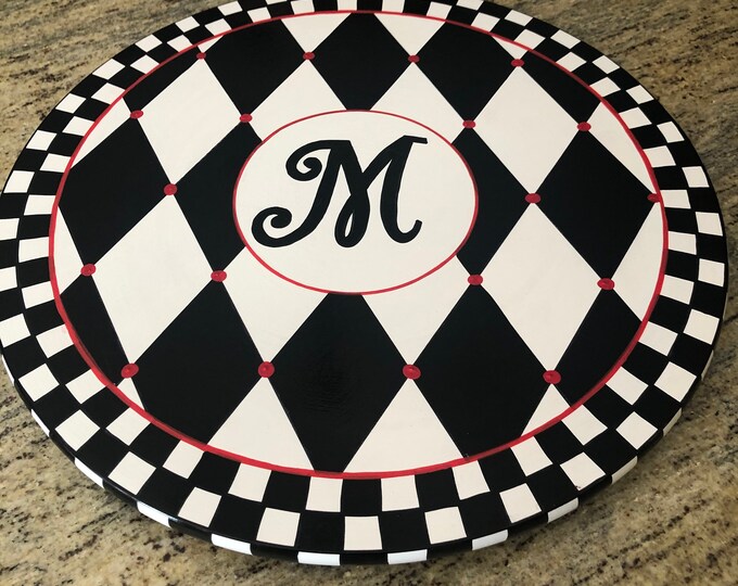 Painted Lazy Susan, Whimsical Painted Turntable, Monogrammed Lazy Susan ...