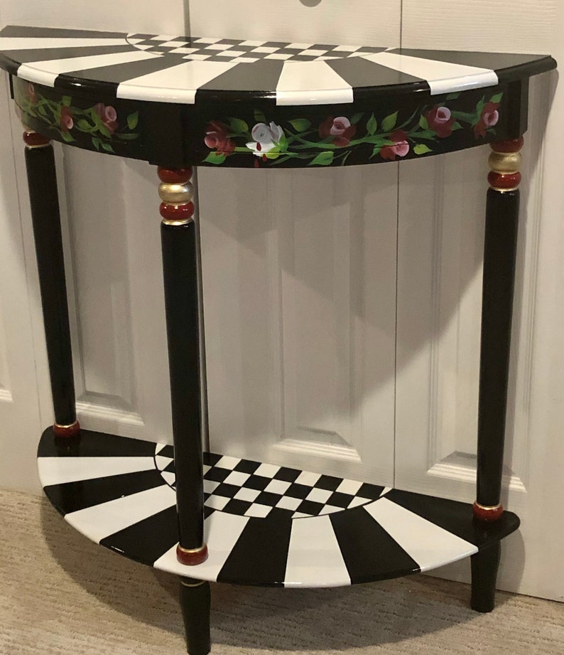 Whimsical Painted Furniture Half Moon Table // Crescent Table | Etsy