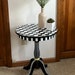 Painted Pedestal Round Accent Table, Checkered Side Table, Round Side ...