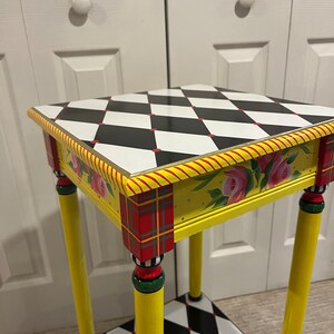 Harlequin Accent Table, Whimsical Hand Painted Home Decor - Etsy