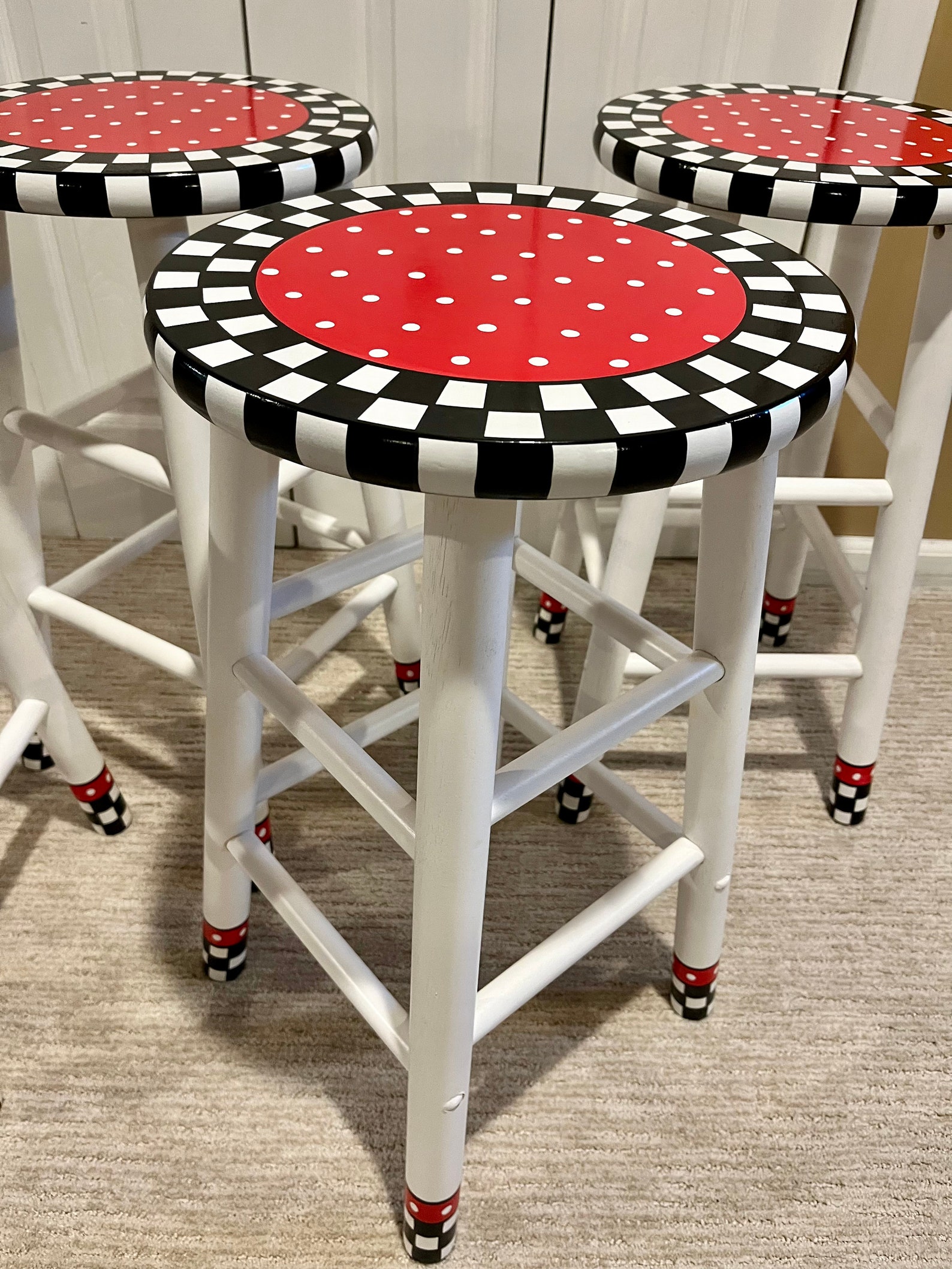 Whimsical Painted Round Top Bar Stool Furniture 24 Inch - Etsy