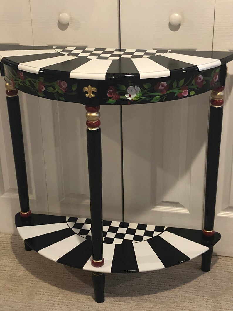 Whimsical Painted Furniture Half Moon Table // Crescent Table - Etsy