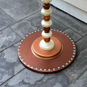 Round Pedestal Harlequin Metallic Table, Whimsical Painted Table ...
