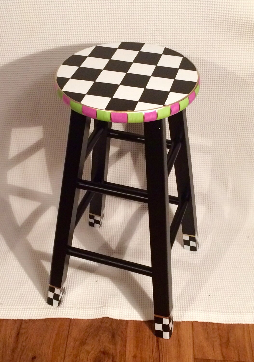 Whimsical Painted Furniture Painted bar stool 29 hand | Etsy