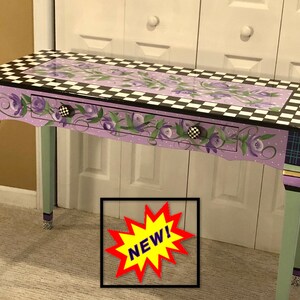 Writing Desk/console Table, Hand Painted Office Desk, Whimsical Painted ...
