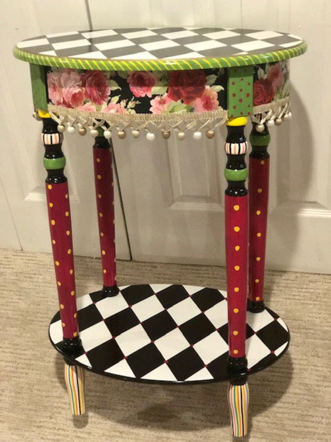 Whimsical Painted Oval Table Furniture Whimsical Painted - Etsy