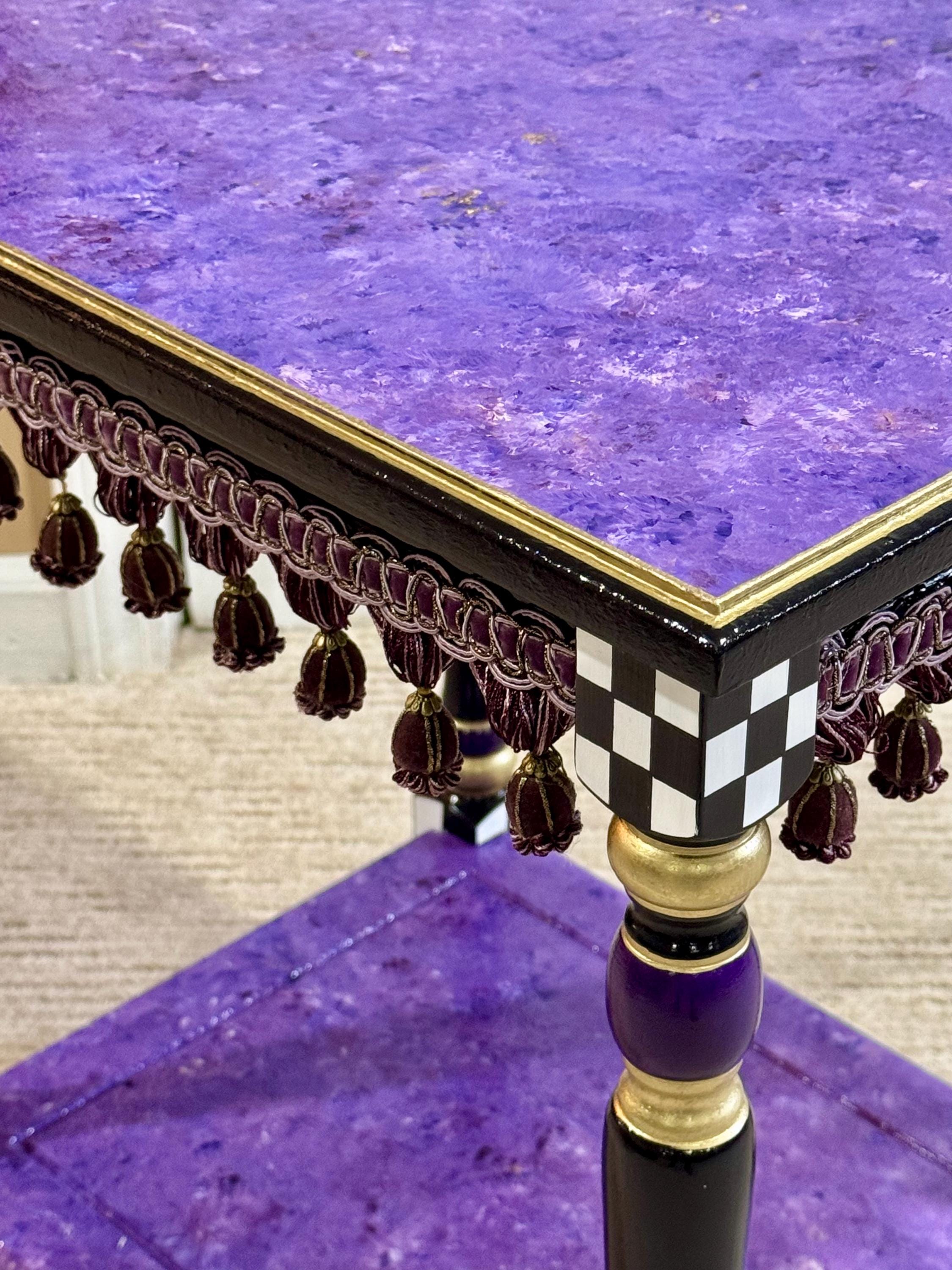 Hand-painted Purple Accent Table, Custom Designed Side Table - Etsy