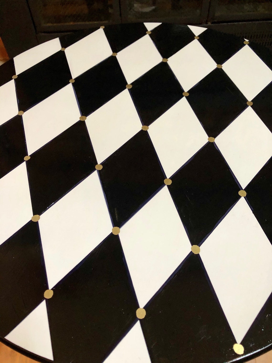Harlequin Painted Accent Table, Black and White Whimsical Furniture - Etsy