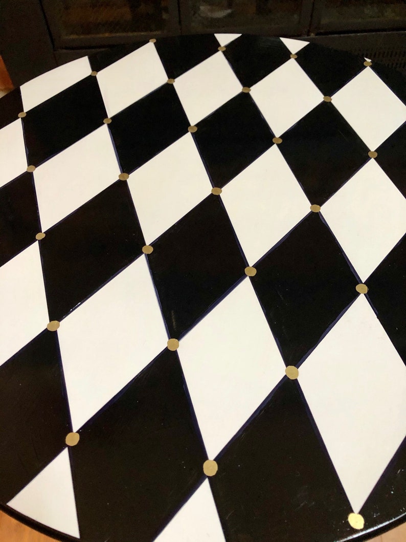 Harlequin Painted Accent Table, Black and White Whimsical Furniture - Etsy
