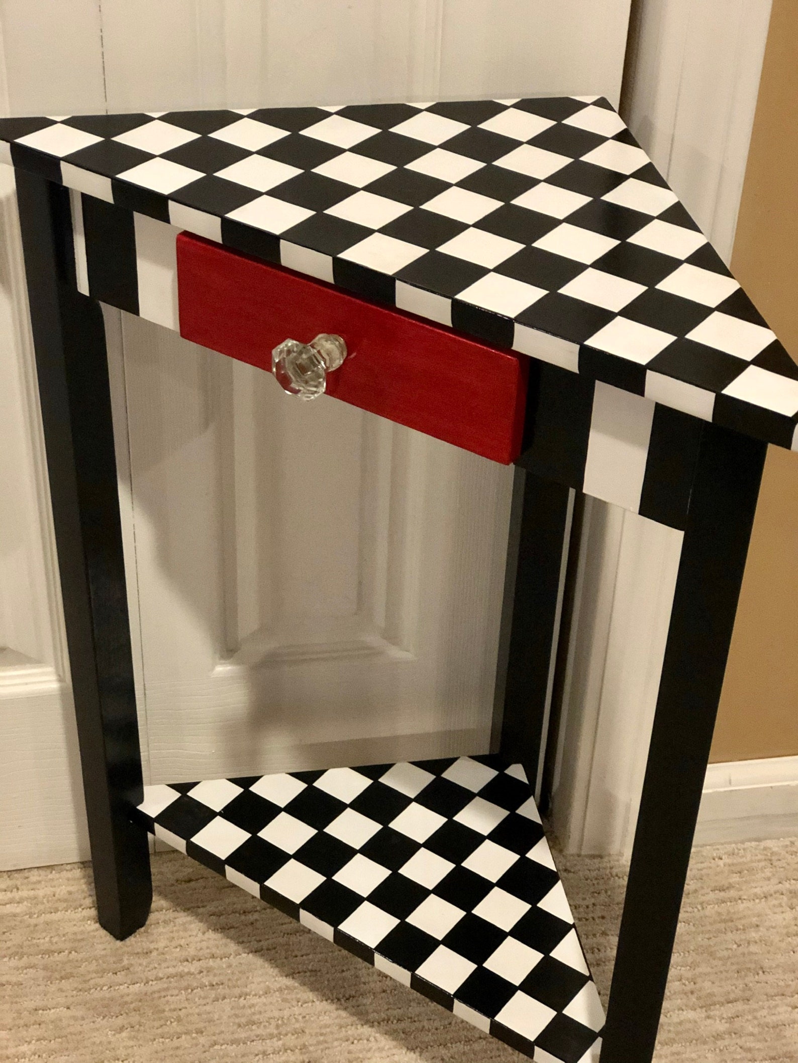 Corner Table With Drawer Whimsical Painted Furniture | Etsy