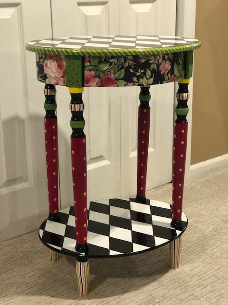 Whimsical Painted Oval Table Furniture Whimsical Painted - Etsy