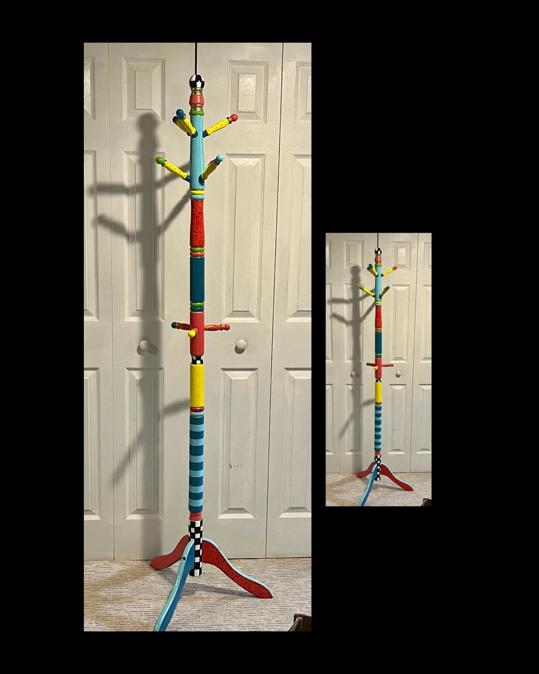 Painted Coat Rack, Wood Clothes Coat Tree, Children or Adult Hand ...